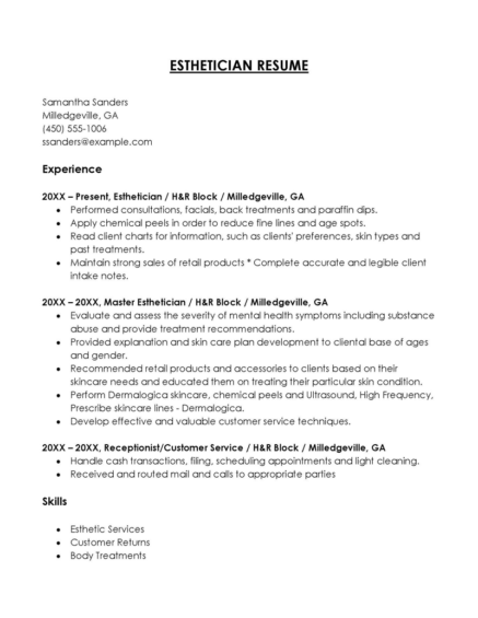 20 Perfect Esthetician Resume Examples (Free Templates)