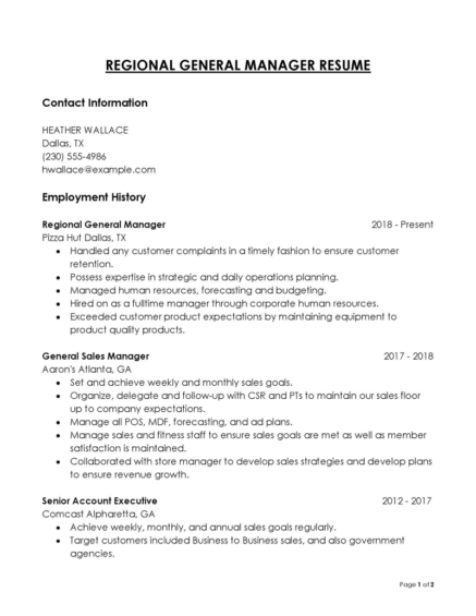 20 General Manager Resume Examples & Templates