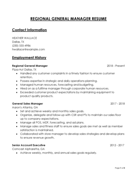 20 General Manager Resume Examples & Templates