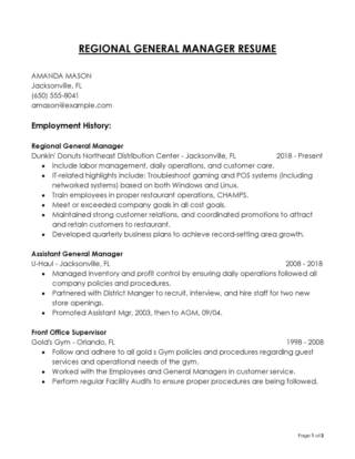 20 General Manager Resume Examples & Templates