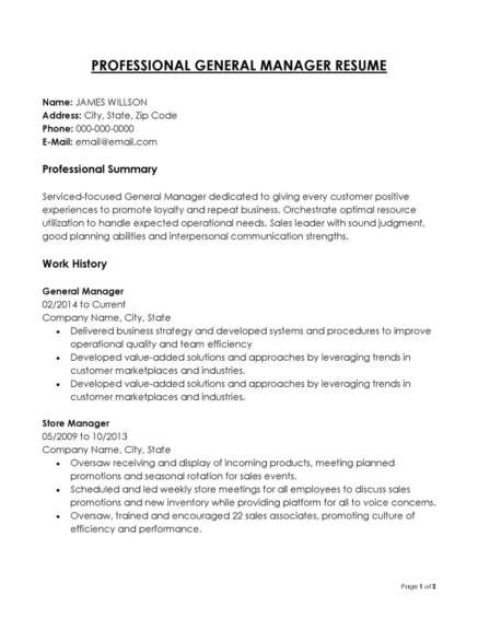 20 General Manager Resume Examples & Templates