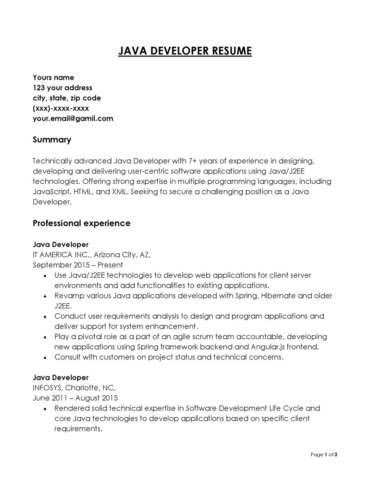 22 Best Examples for Java Developer Resume (Expert Tips)