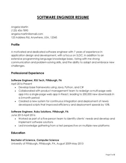 16 Best Software Engineering Resume Examples & Tips