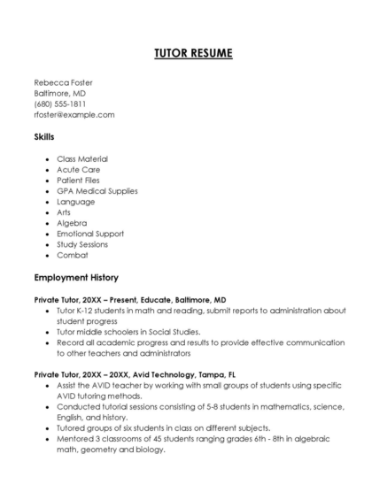 Tutor Resume Done Right (Free Templates)