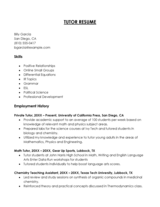 Tutor Resume Done Right (Free Templates)