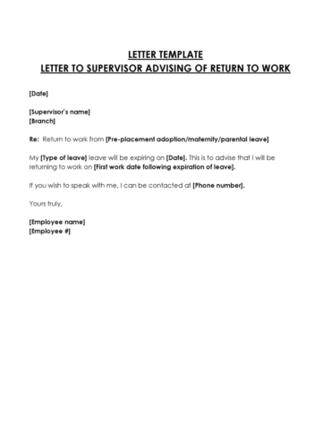 15 Return to Work Letters - Samples, Templates