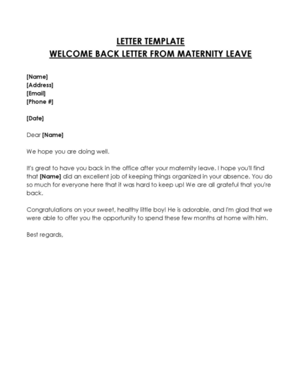15 Return to Work Letters - Samples, Templates