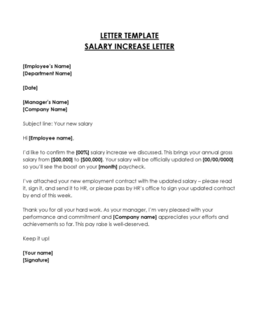Salary Increase Letter From Employer (Sample & Examples)