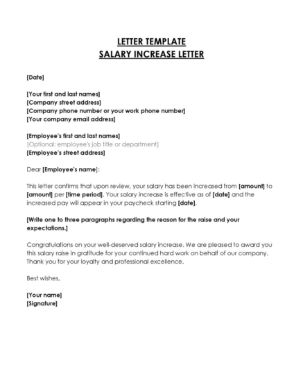 Salary Increase Letter From Employer (Sample & Examples)