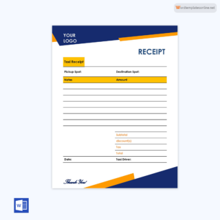 Free Blank Taxi (Cab) Receipt Templates (Word | PDF)