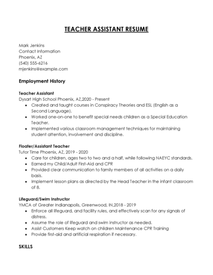 24 Teacher Assistant Resume Examples + Writing Tips