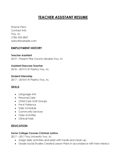 24 Teacher Assistant Resume Examples + Writing Tips