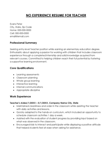 16 Free No Experience Resume Templates