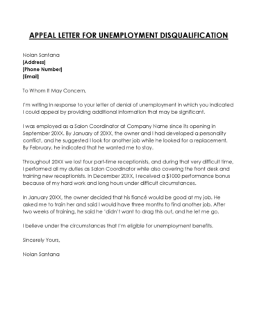 Unemployment Appeal Letter Samples (How to Write)
