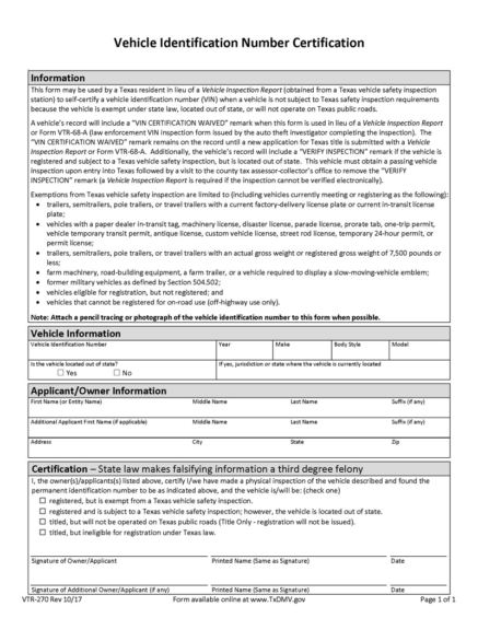 Free Vehicle Identification Number (VIN) Verification Templates