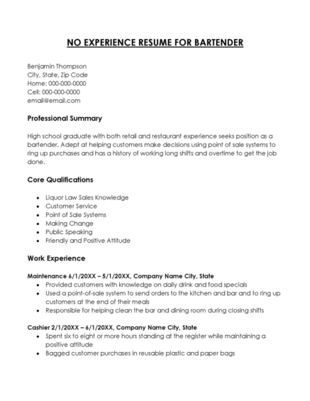 16 Free No Experience Resume Templates