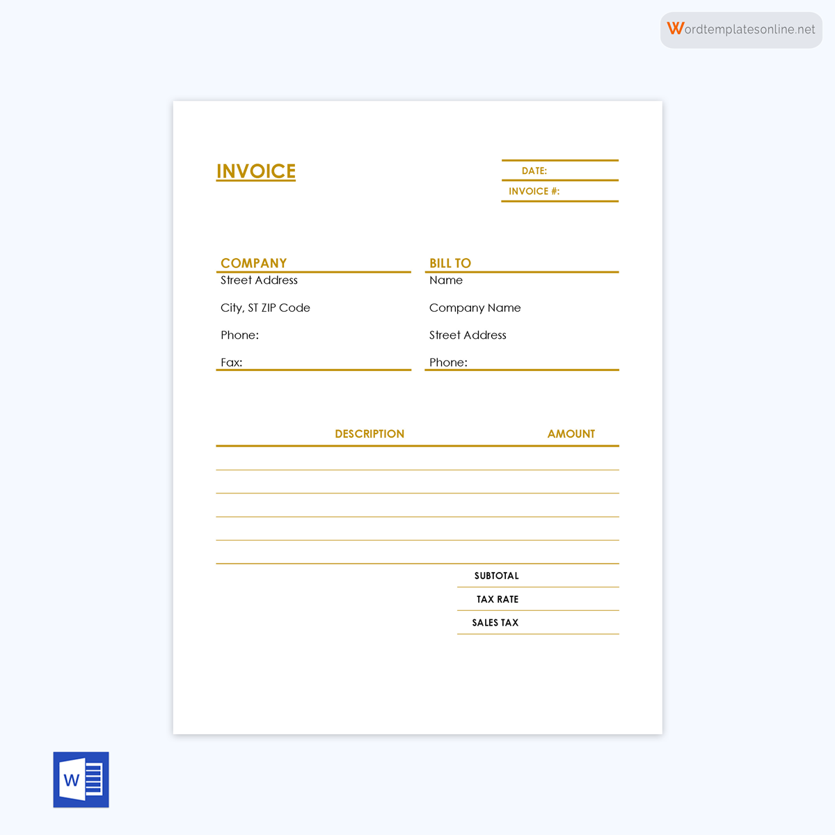 Fill In Blank Printable Invoice