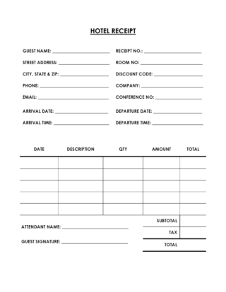 16 Free Hotel Receipt Templates (Word, Excel)
