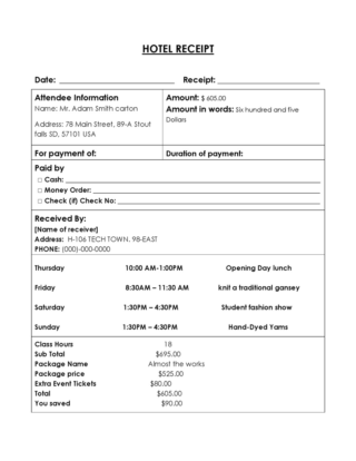 16 Free Hotel Receipt Templates (Word, Excel)