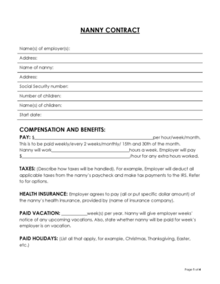 Free Nanny Contract Templates - Guide - PDF | Word