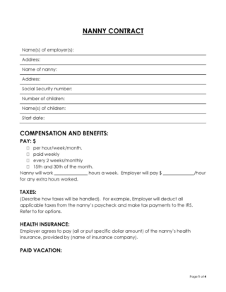 Free Nanny Contract Templates - Guide - PDF | Word