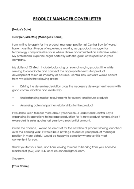 Product Manager Cover Letter (Free Templates)