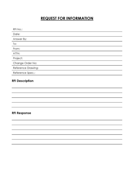 Free Request for Information (RFI) Templates - Excel, Word