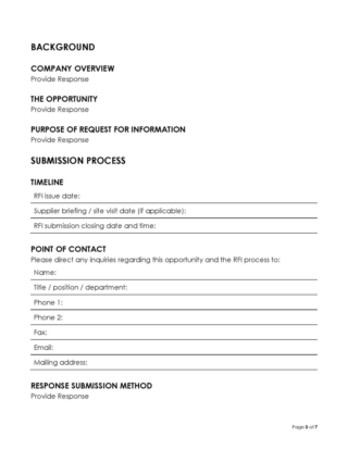 Free Request for Information (RFI) Templates - Excel, Word