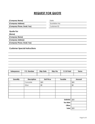 Free Request for Quote Templates - Word, Excel