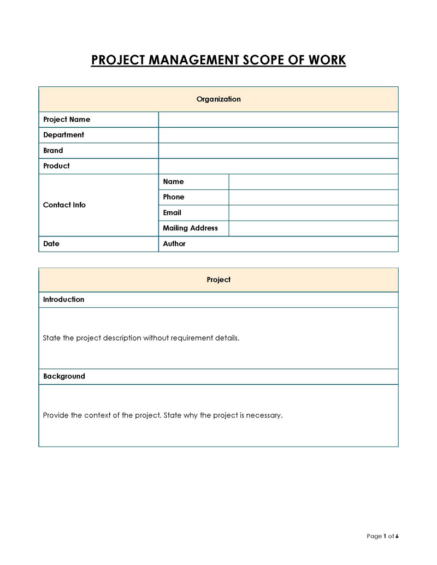 20 Free Scope of Work Templates in Word & Excel