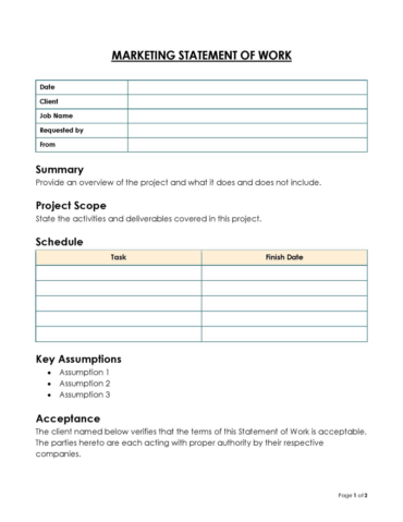 20 Free Scope of Work Templates in Word & Excel