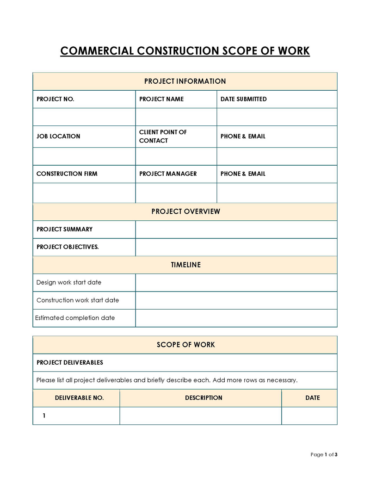 20 Free Scope of Work Templates in Word & Excel