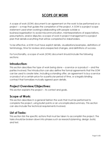 20 Free Scope of Work Templates in Word & Excel