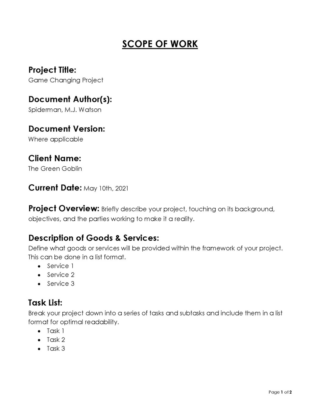 20 Free Scope of Work Templates in Word & Excel