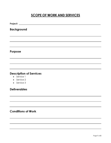 20 Free Scope of Work Templates in Word & Excel