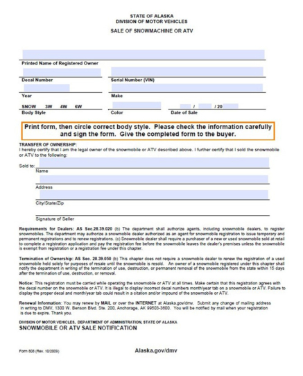 Free Snowmobile Bill of Sale Forms (Word | PDF)