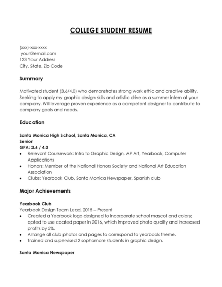 16 Resume Examples for a College Student (How to Write)