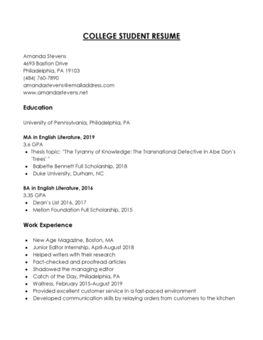 16 Resume Examples for a College Student (How to Write)