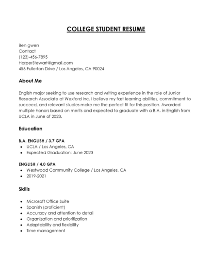 16 Resume Examples for a College Student (How to Write)