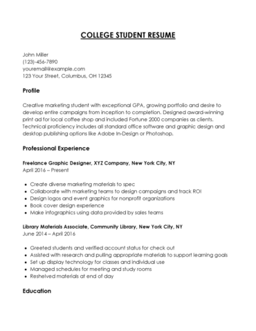 16 Resume Examples for a College Student (How to Write)