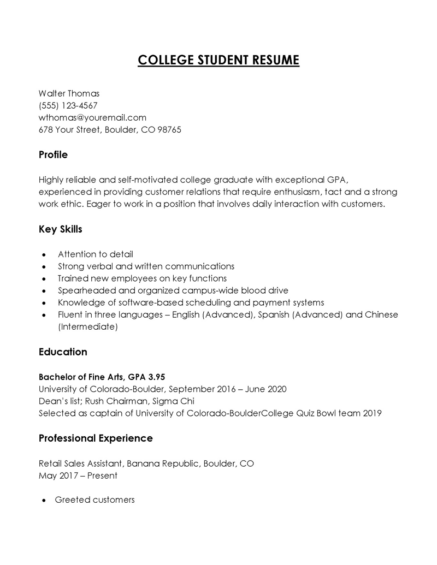 16 Resume Examples for a College Student (How to Write)