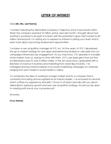 How to Write a Letter of Interest (38 Samples)