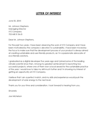 How to Write a Letter of Interest (38 Samples)