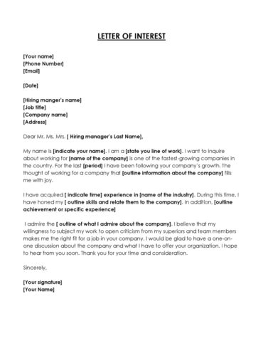 How to Write a Letter of Interest (38 Samples)