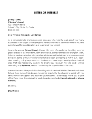 How to Write a Letter of Interest (38 Samples)