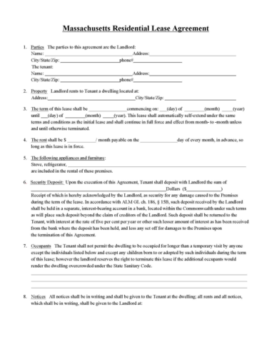 Free Massachusetts Lease Agreement Templates (Word, PDF)