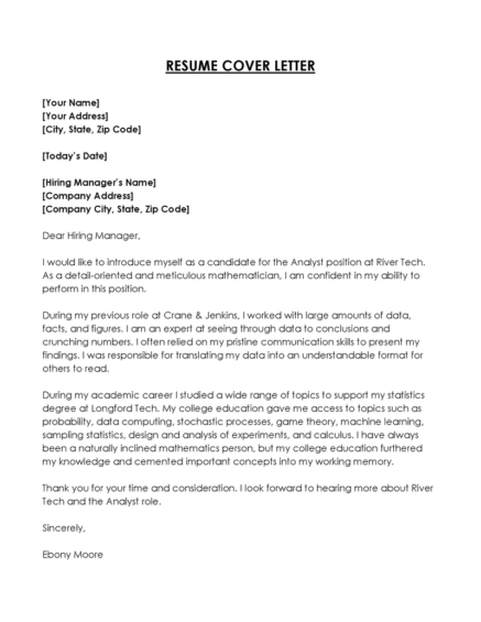 24 Best Resume Cover Letter Examples