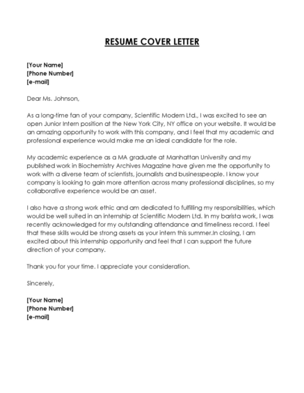 24 Best Resume Cover Letter Examples