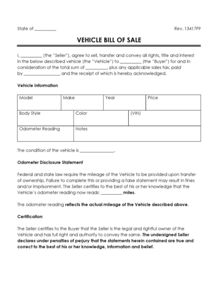 Free Virginia Vehicle Bill of Sale Forms (PDF, Word)