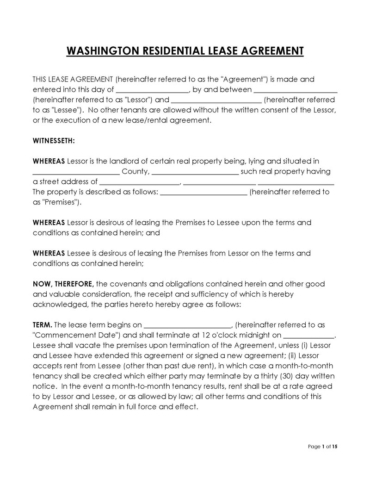 Free Washington Lease Agreement Templates (PDF, Word)